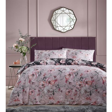 Portfolio Home Eden Floral Duvet Cover Set Lilac Pink Double Bedding Set