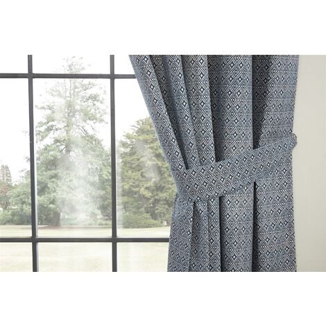 Sundour Modern Aztec Pencil Pleat Curtains Navy Blue 66x90