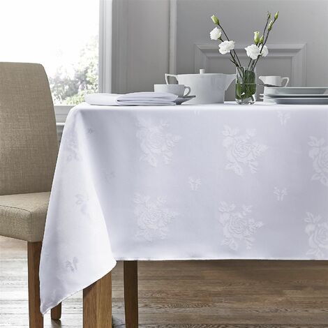 Damask Rose Tablecloth 70"x108" Rectangle For Dining Table Easycare