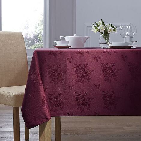 Damask Rose Tablecloth 70"x90" Rectangle For Dining Table Easycare