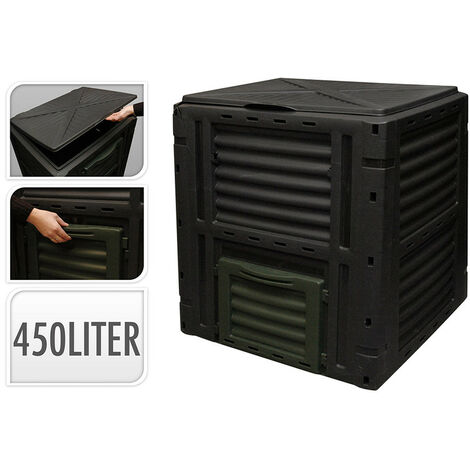 Boîte de compostage 450 l couleur noire 80x80x81cm progarden