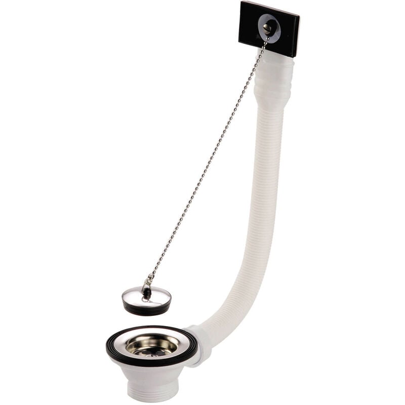 Bonde PVC évier inox avec grille inox, bouchon et châinette avec trop ...