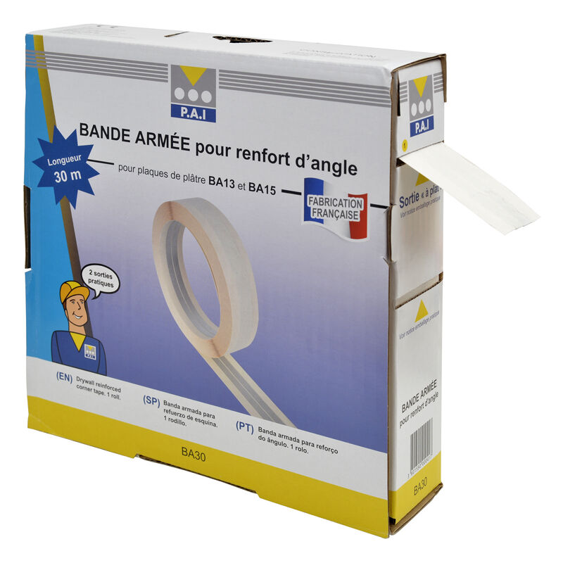 Bande à joint armée pour renfort d'angle L51 x 30m pour plaque de ...