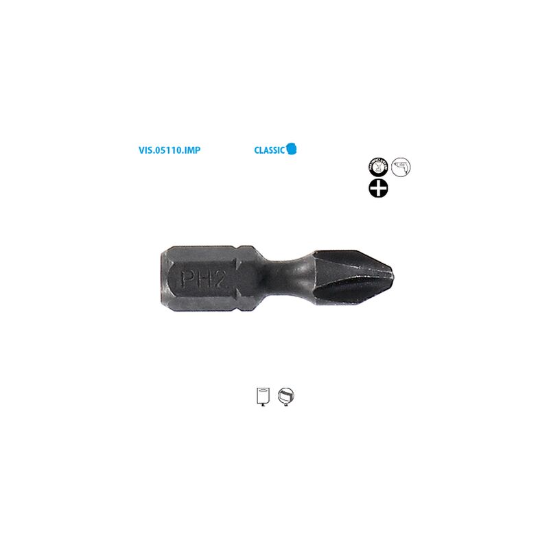 Embout de vissage série 1/4'' - PHILLIPS® impact Classic PH N°3 Long ...
