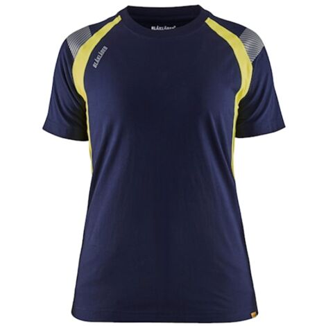 T-shirt de travail détails fluo femme 3402 - Marine/Jaune fluo L