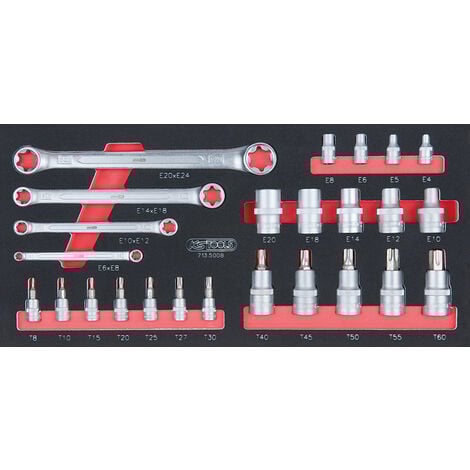 KS Tools - Module de douilles ULTIMATE et clés TORX® 1/4 - 1/2, 25 pièces - 713.5008