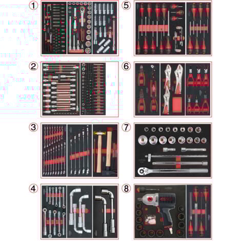 KS Tools - Composition d'outils PL 8 tiroirs pour servante, 354 pièces - 714.0330