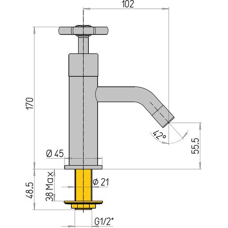 Robinet simple eau froide Induss Chrome