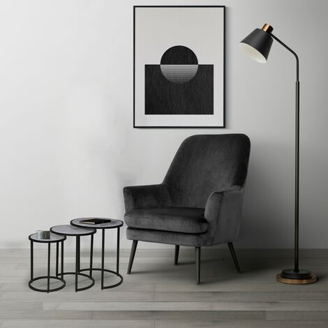 3er-Set Couchtische Marmor PAROS / Gestell schwarz/