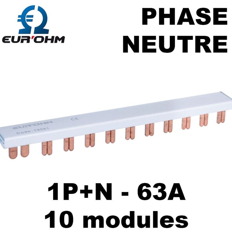 Peigne horizontal 1P+N pour interrupteur différentiel 40A et 63A - type ...
