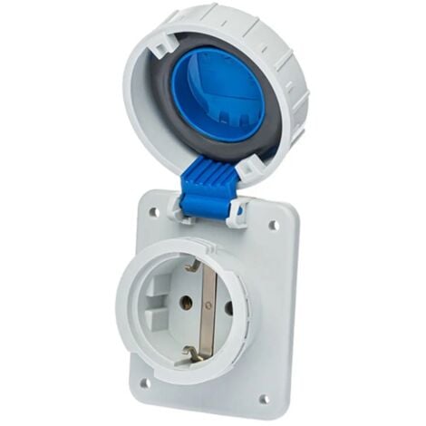 Prise femelle Schuko 2P+T 16A étanche IP67 à encastrer sur coffret