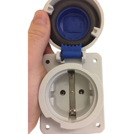 Prise femelle Schuko 2P+T 16A étanche IP67 à encastrer sur coffret