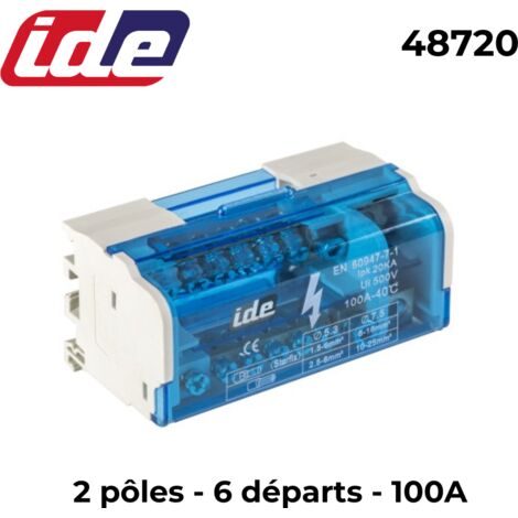 IDE – Répartiteur pour tableau électrique 100A – 6 départs – Borne d ...
