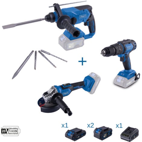 Set of 3 power tools Scheppach series 20V ixes with 3 batteries and ...