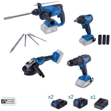 Set of 4 power tools Scheppach series 20V ixes with 4 batteries and charger