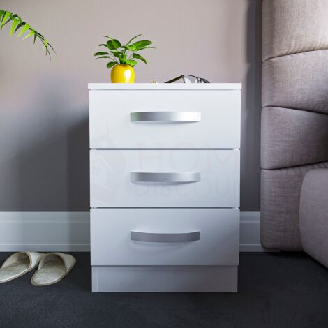 3 drawer high gloss bedside table store