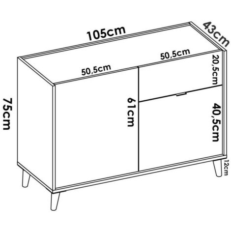 Dmora - Sideboard Mitchell, Buffet für Wohnzimmer, Modernes Sideboard ...