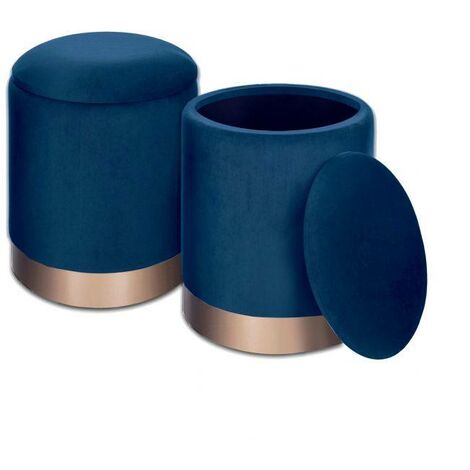 Dmora Pouf, aus elegantem blauem Samt, 31x38