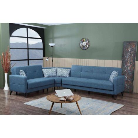 Dmora - Schlafsofa Dlorin, Eck-Container-Schlafsofa mit 4 Kissen ...