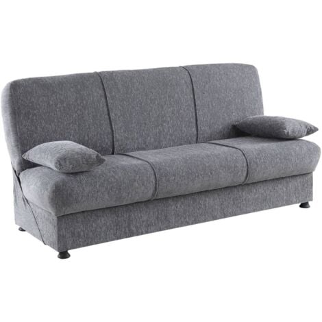Dmora - Schlafsofa Dabaro, 3-Sitzer-Container-Schlafsofa mit 2 Kissen inklusive, Wohnzimmersofa ...