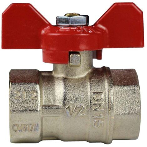 Messing Kugelhahn IG x IG Flügelgriff Rot verschiedene Größen