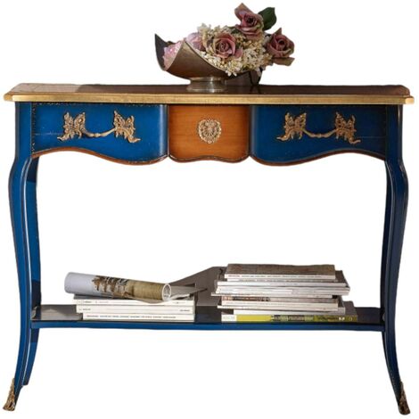 MOBILI 2G - CONSOLLE 700' CLASSICA IN LEGNO SHABBY/ORO 100X36x78