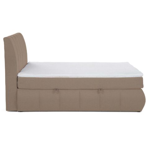 VALERIA - Lit boxspring 160x200 avec coffre de rangement en tissu beige ...