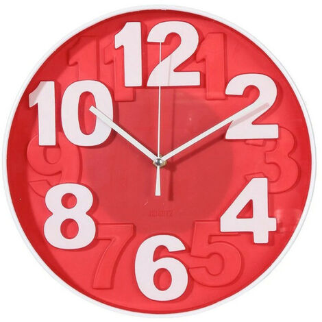 Horloge chiffres relief rouge - Rouge