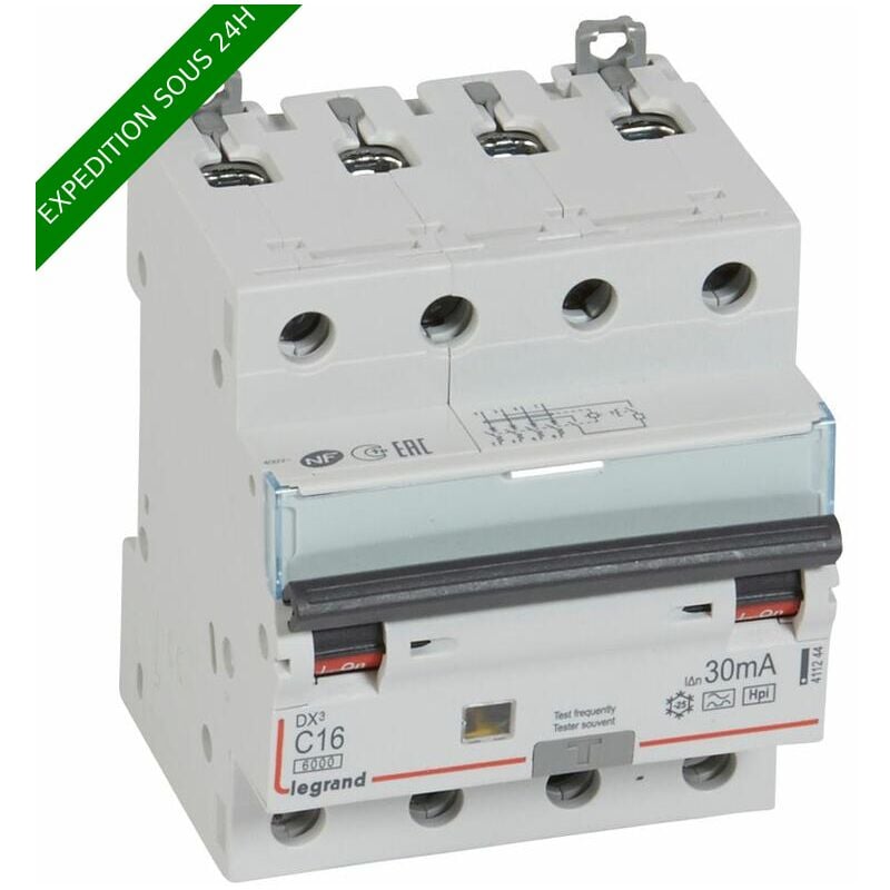 LEGRAND Disjoncteur différentiel monobloc DX³6000 10kA arrivée haute et départ bas à vis 4P 400V ...
