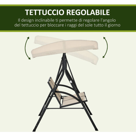easycomfort dondolo a 2 posti da giardino con tettuccio regolabile ...