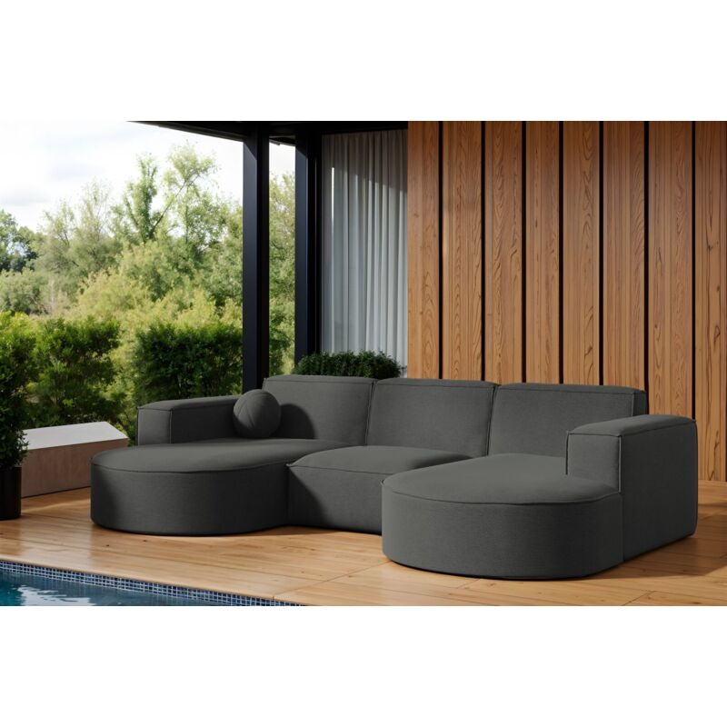 Garten Ecksofa U-Form SUNDAY in wetterfester Stoff ART-N Anthrazit