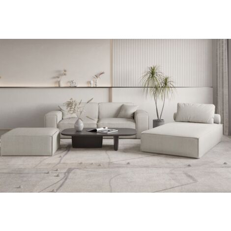 Polstermöbel Set 3-teilig CELES PREMIUM in Stoff Scala Sandgrau