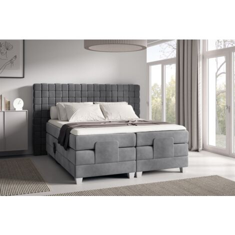 Boxspringbett Elektrisch Bett VIDAL 140x200cm in Stoff Fresh Grau