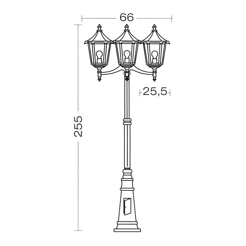 MONACO -Lant.+Mat IP43 IK02 noir E27 3x100W max. Lpe non incl. haut.2 ...