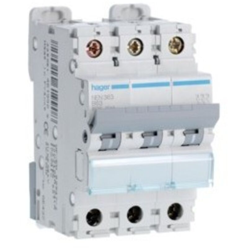 Disjoncteur 3P 6-10kA courbe B - 63A 3 modules HAGER NEN363