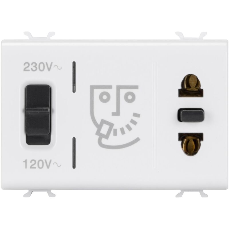 PRISE RASOIR EURO-USA 3M BLANC SAT. GEWISS GW15331