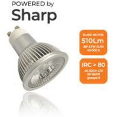 Ampoule Led 6 Watts SHARP GU10 Dimmable 3000K AEROSPOT 550390