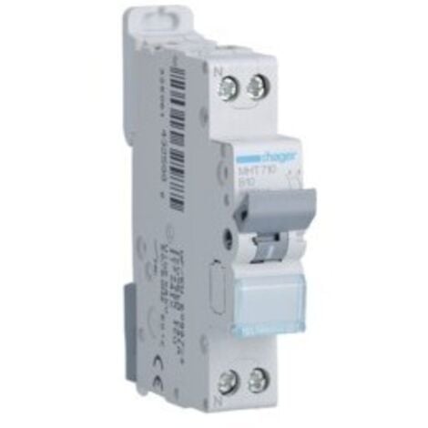 Disjoncteur 1P+N 4.5-6kA courbe B 10A 1 module HAGER MHT710
