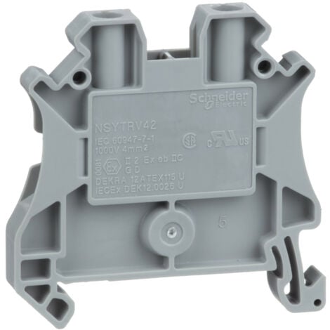 Borne à vis passant 2 points 4mm² gris SCHNEIDER NSYTRV42