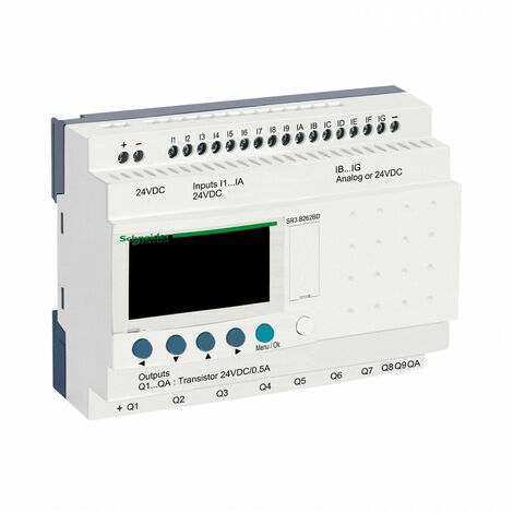 Zelio Logic relais intelligent modul.- 26 E/S 24Vcc horloge affichage ...