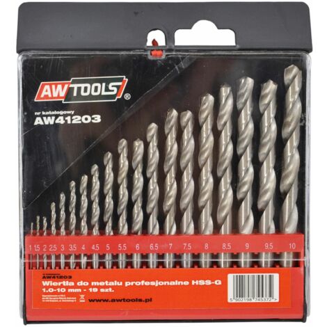 Awtools wiertła do metalu hss-g komplet 19elem. /1,0-10,0mm/
