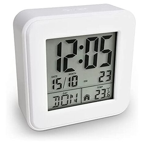 MEBUS digitaler Funk-Wecker mit Thermometer, Beleuchtung und Kalender ...