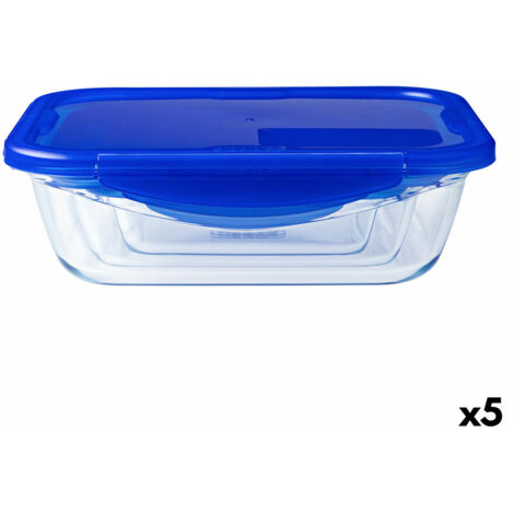 pyrex cook & go lunch box ermetico blu 1,7 l 24 x 18 cm vetro (5 pezzi)