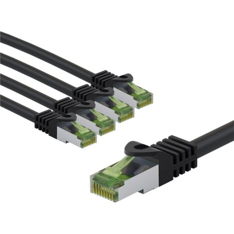Cavo patch CAT 8.1 certificato GHMT, S/FTP (PiMF), 5 m, nero, kit di 5 ...