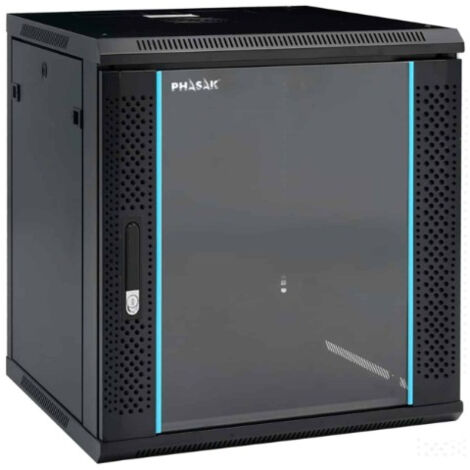 Armadio rack 12U Phasak, rack nero da parete, ideale per server e telecomunicazioni, design ...