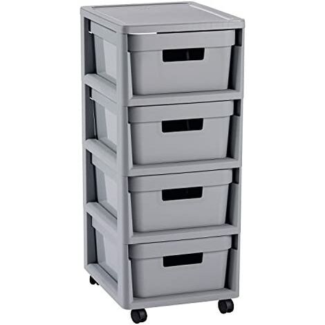 CURVER Infinity - Carrello con 4 x 10l Quattro cassetti su ruote, Carrello