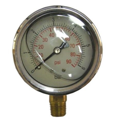 MANOMETRO ALLA GLICERINA 0-100 BAR DIAMETRO 63 (24844)