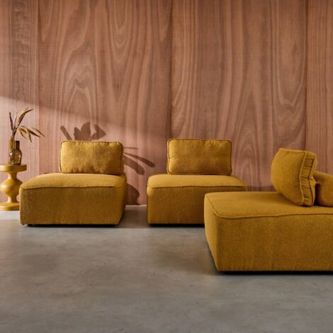 sweeek - 3er-Set Sessel Einsitzer für modulares Bouclé-Sofa, Bouclé ...