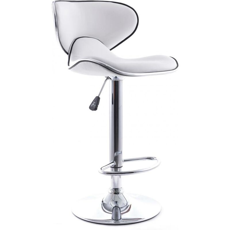 Swivel Chromed Metal Curved Back Bar Stool - Height Adjustable White ...