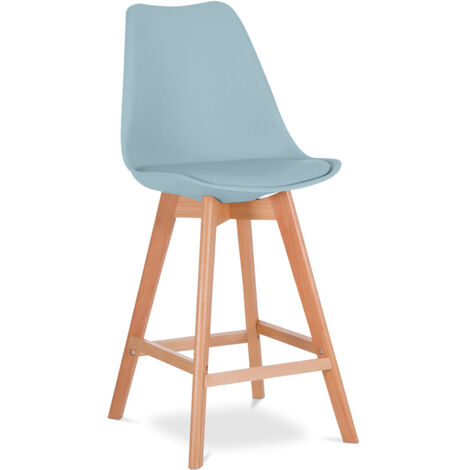 Scandinavian Style Stool - Wooden Legs - Denisse Pastel green